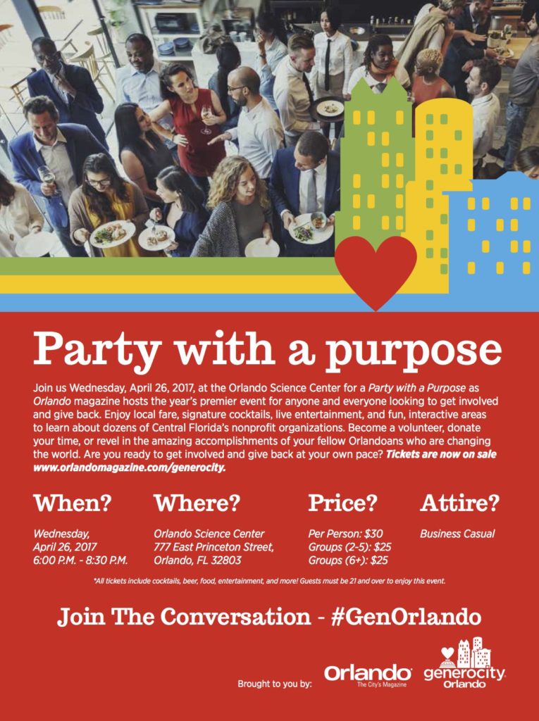 Generocity Orlando, A Party with a Purpose, Kicks Off April 26